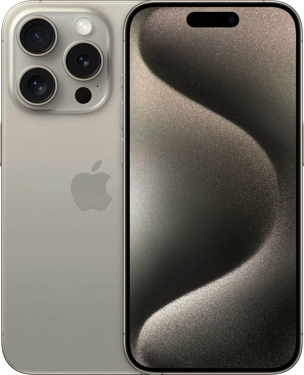 Оригинал Смартфон Apple iPhone 15 Pro 128 ГБ, без RuStore, OLED экран, камера 48MP, русский NFC, 2SIM, титан