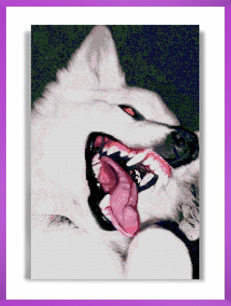 Алмазная мозаика на подрамнике - вышивка Пес с красными глазами 40 х 60 см