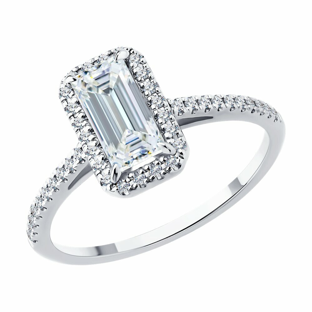 Кольцо, белое золото, 585 проба, бриллиант выращенный