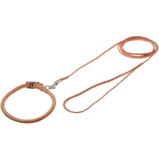 Комплект V.i.pet 6мм х 24см (17-20 см) ошейник круглый + поводок 3мм х 1,2м медь