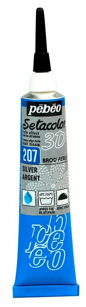 "PEBEO" Контур по ткани для создания "жемчужин" Setacolor 3D 20 мл 557207 под серебро
