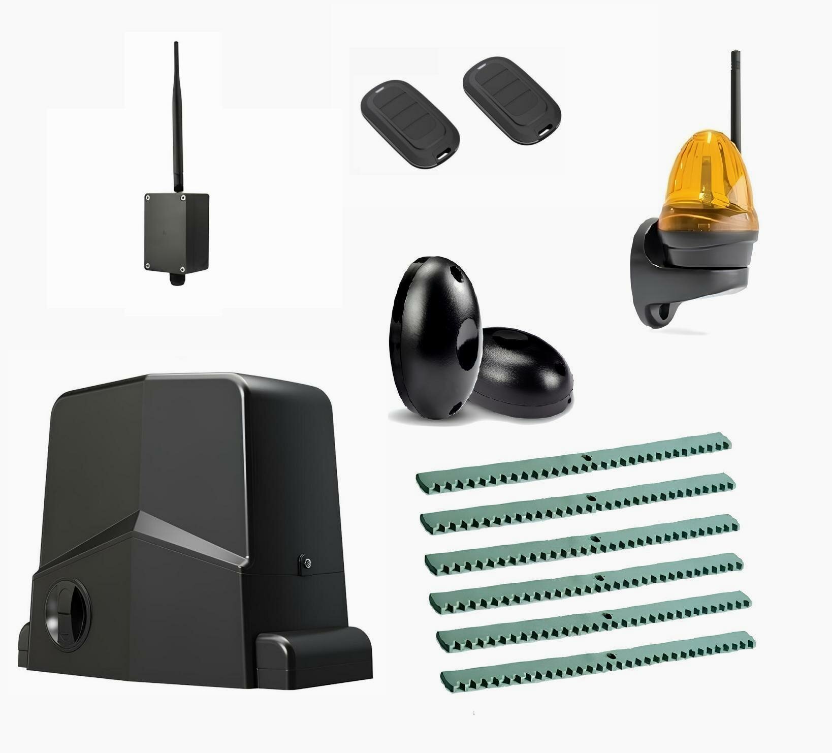 Автоматика для откатных ворот ARW-1000MKIT FULL6-K-BT, комплект: привод, 2 пульта, лампа, фотоэлементы, 6 реек, Bluetooth-модуль