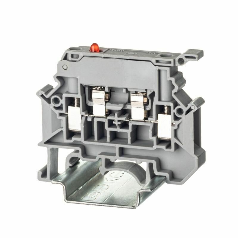 Клемма для предохранителя винтовой зажим 2 точки подключения индикация 250В 4кв. мм сер. DKC TUR-4-HESILED250