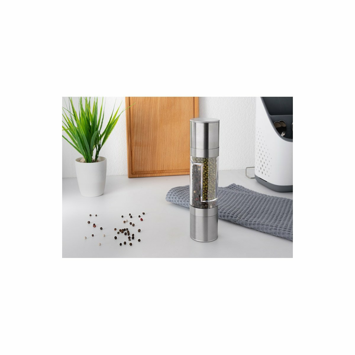 Мельница для специй 2 в1, PICCANTE, размер: 20*5 см, ручная, из нержавеющей стали (107967)