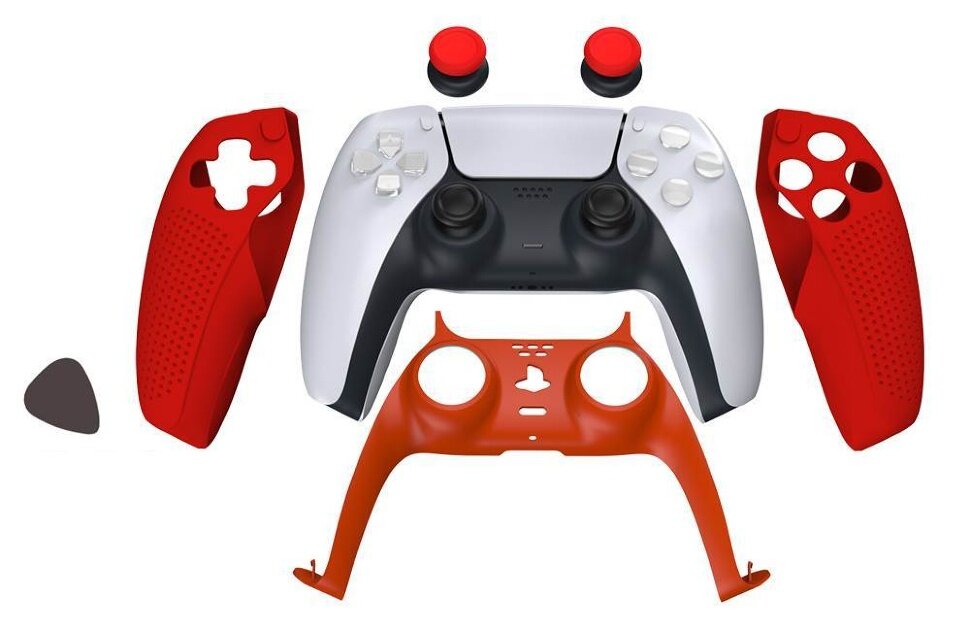 Защитный набор 4в1 для геймпада DualSense PS5 (Dobe TP5-1529) Red