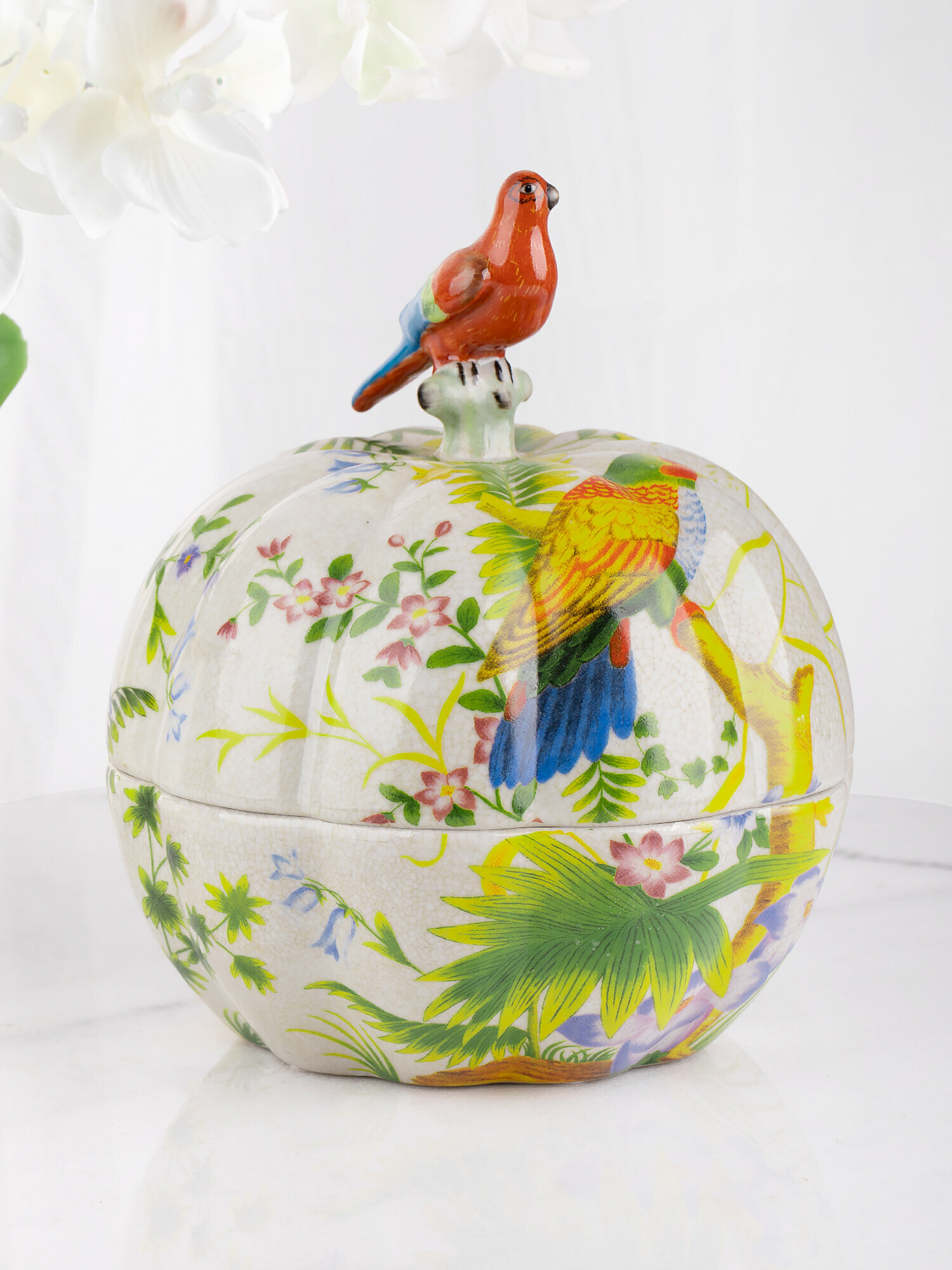 Шкатулка Glasar "Птичка", 16 см x 16 см х 18 см, фарфор, 31G2248/B323GC/W3615E