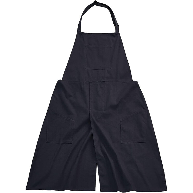 Женский рабочий фартук с разрезом по ноге и карманами, свободный крой, средней длины, для гончарного дела, студии, рукоделия, регулируемый фартук из полиэстера и хлопка для художников и мастерских.