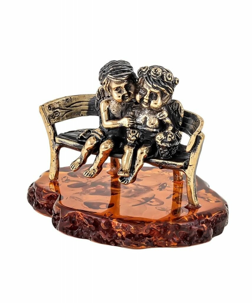 Статуэтка Ангелочки на скамейке с Корзинкой цветов 1676