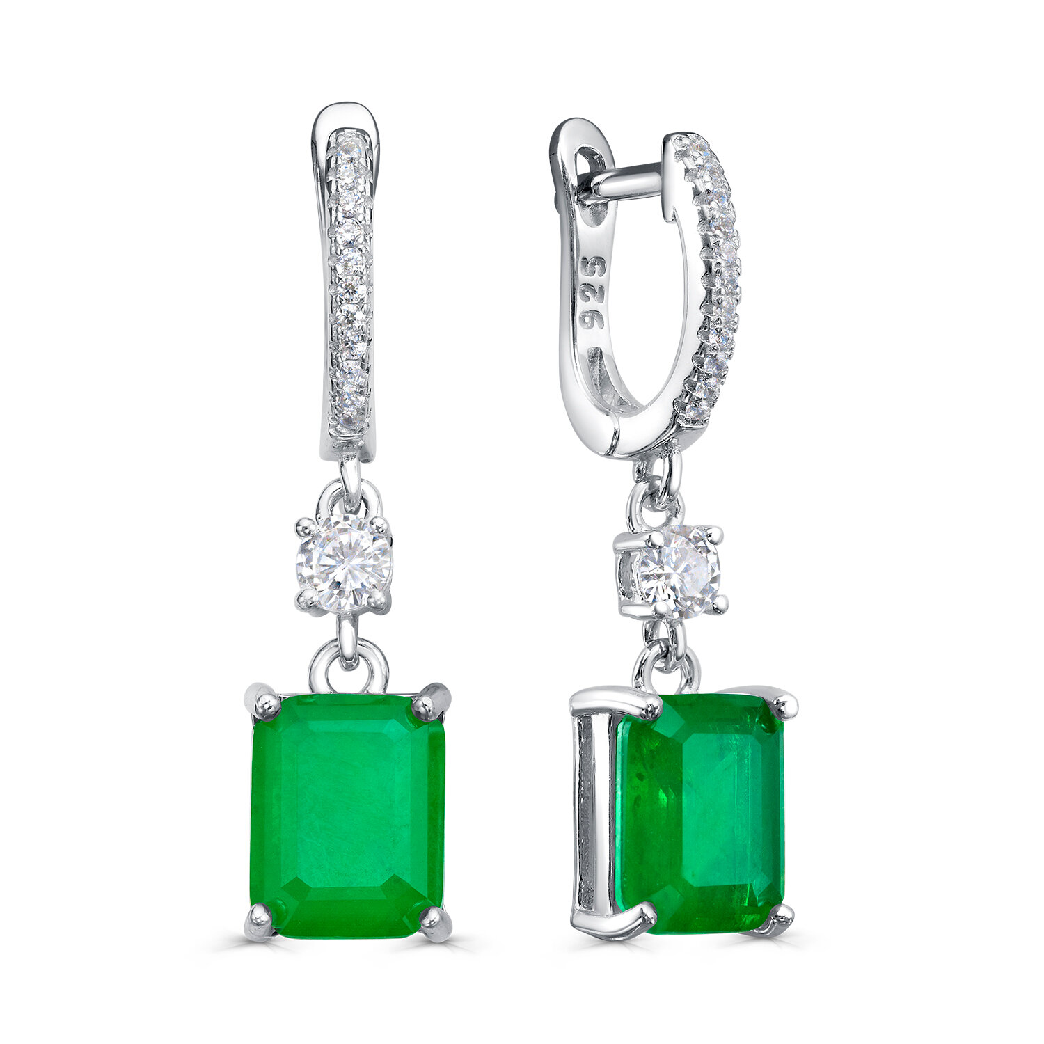 Подвеска для серег, серебро, 925 проба, алпанит, фианит