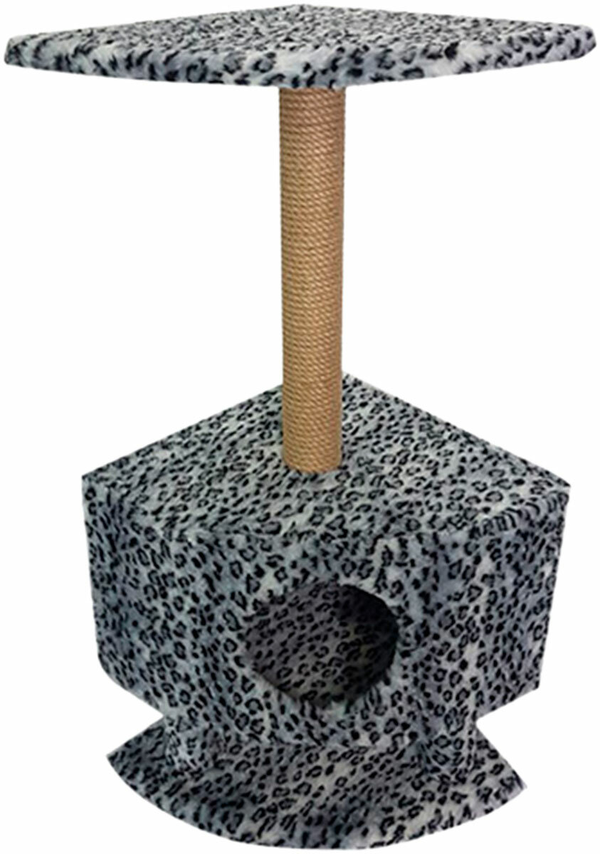 Домик Угловой на ножках Пушок мех серый леопард (1 шт)
