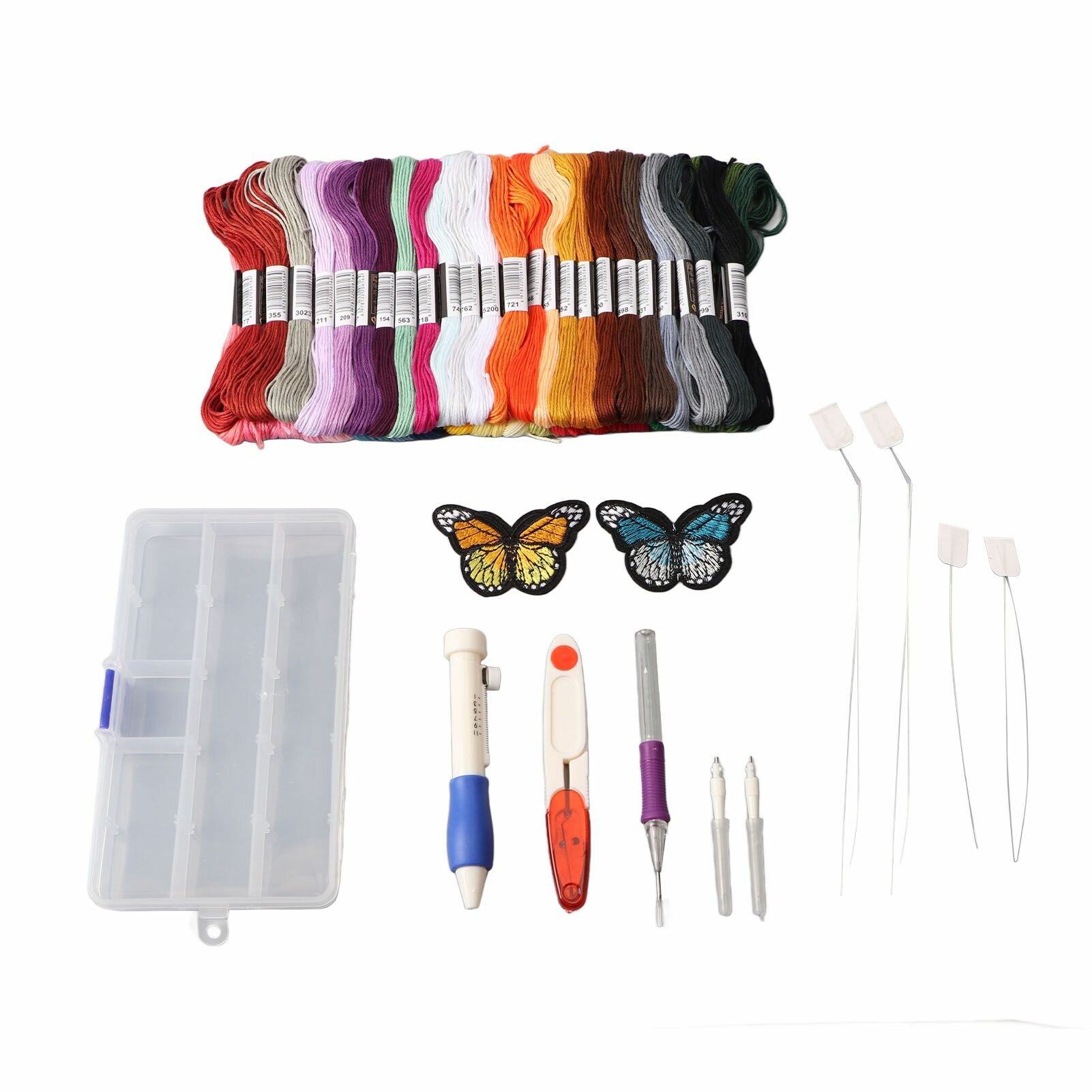 Набор ниток мулине для вышивания крестом с иглами нитевдевателями