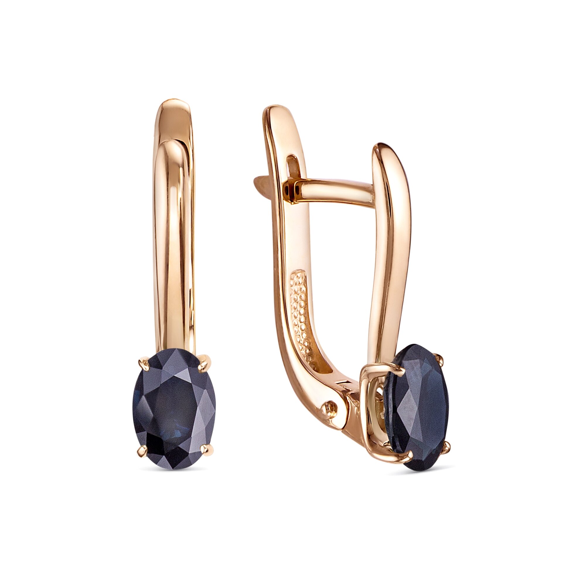 Серьги, красное золото, 585 проба, сапфир