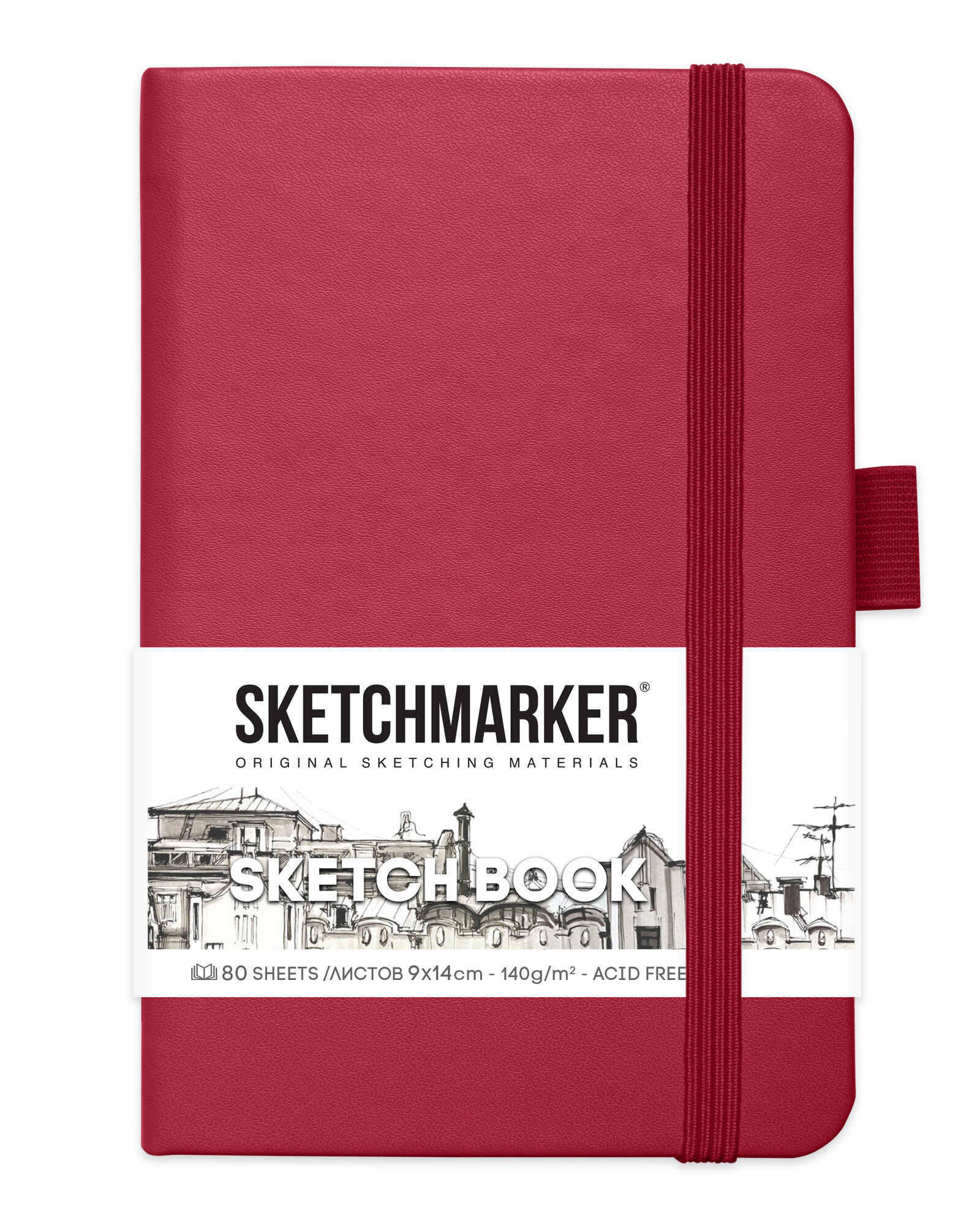Блокнот для зарисовок Sketchmarker 140г/кв. м 9*14см 80л (Маджента)
