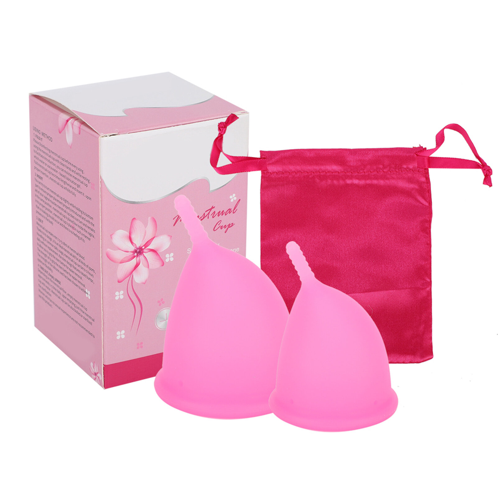 Многоразовая непротекающая менструальная чаша из силикона, альтернатива тампонам и прокладкам, женский менструальный аксессуар, розовый (1 шт. S, 1 шт. L)