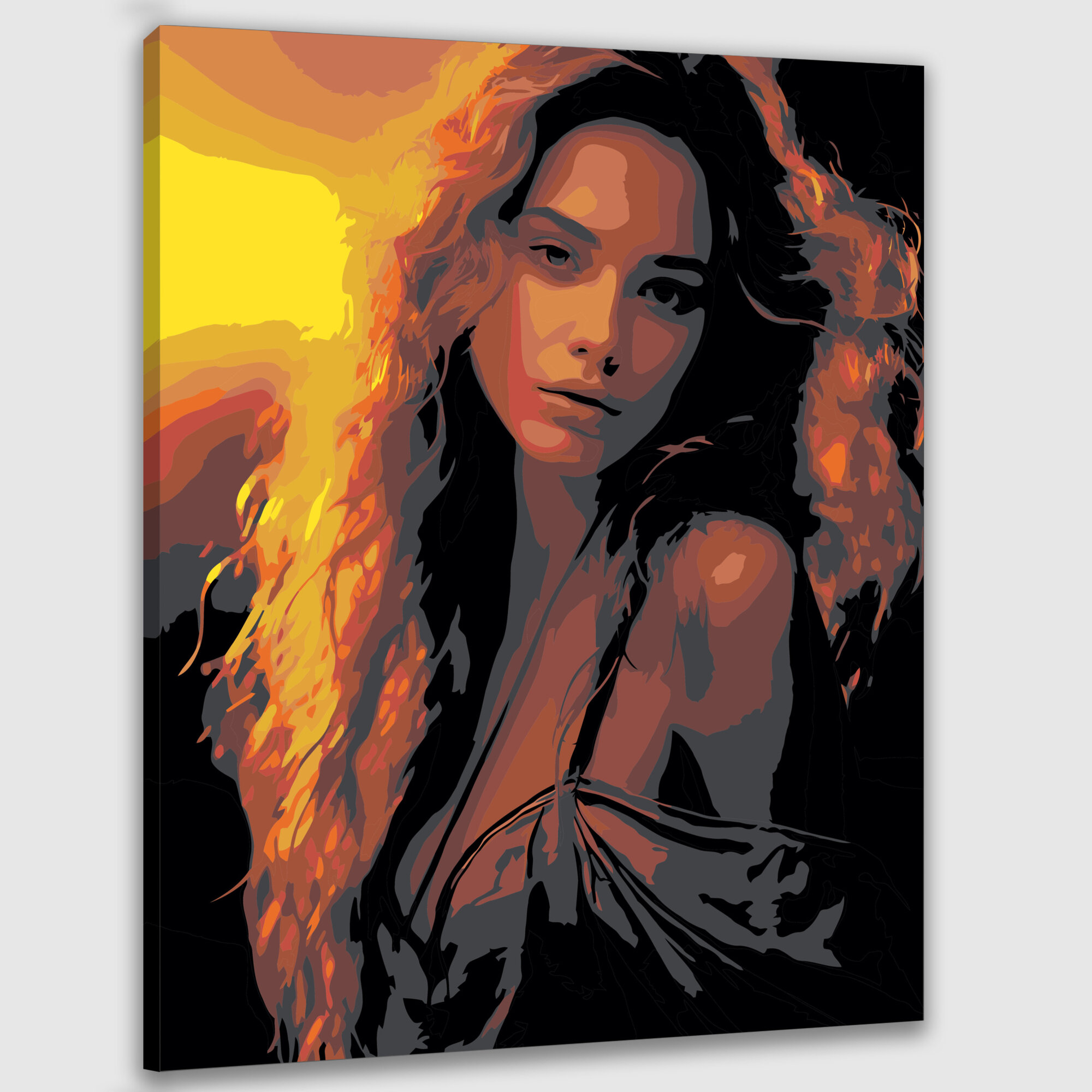 Картина по номерам 40x50 см, свет золотого часа, девушка, лицо, сияние, атмосфера, фотография