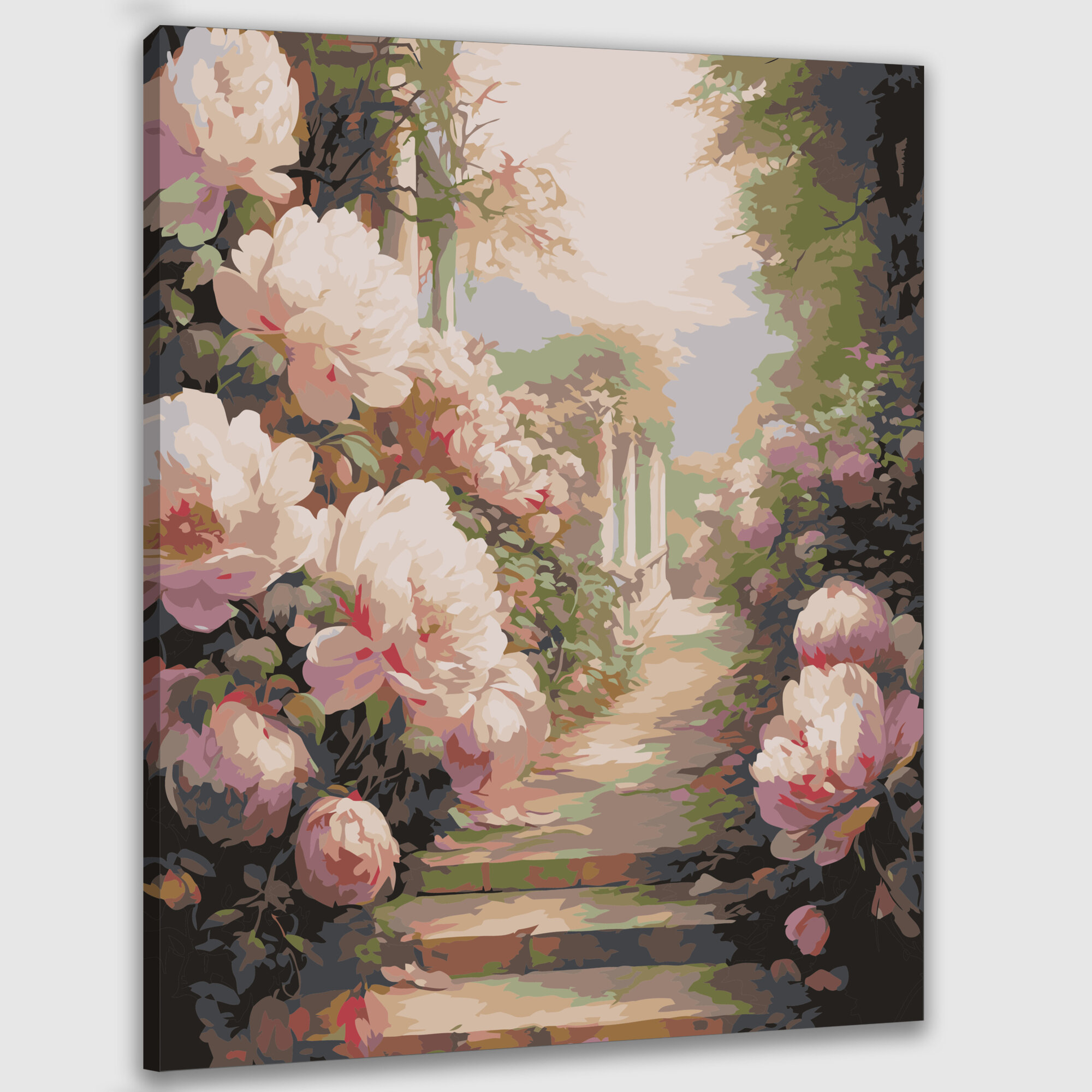 Картина по номерам 40x50 см, картина, масло, пионовый сад, цветы, реализм, детали, яркие цвета, гармония, умиротворение
