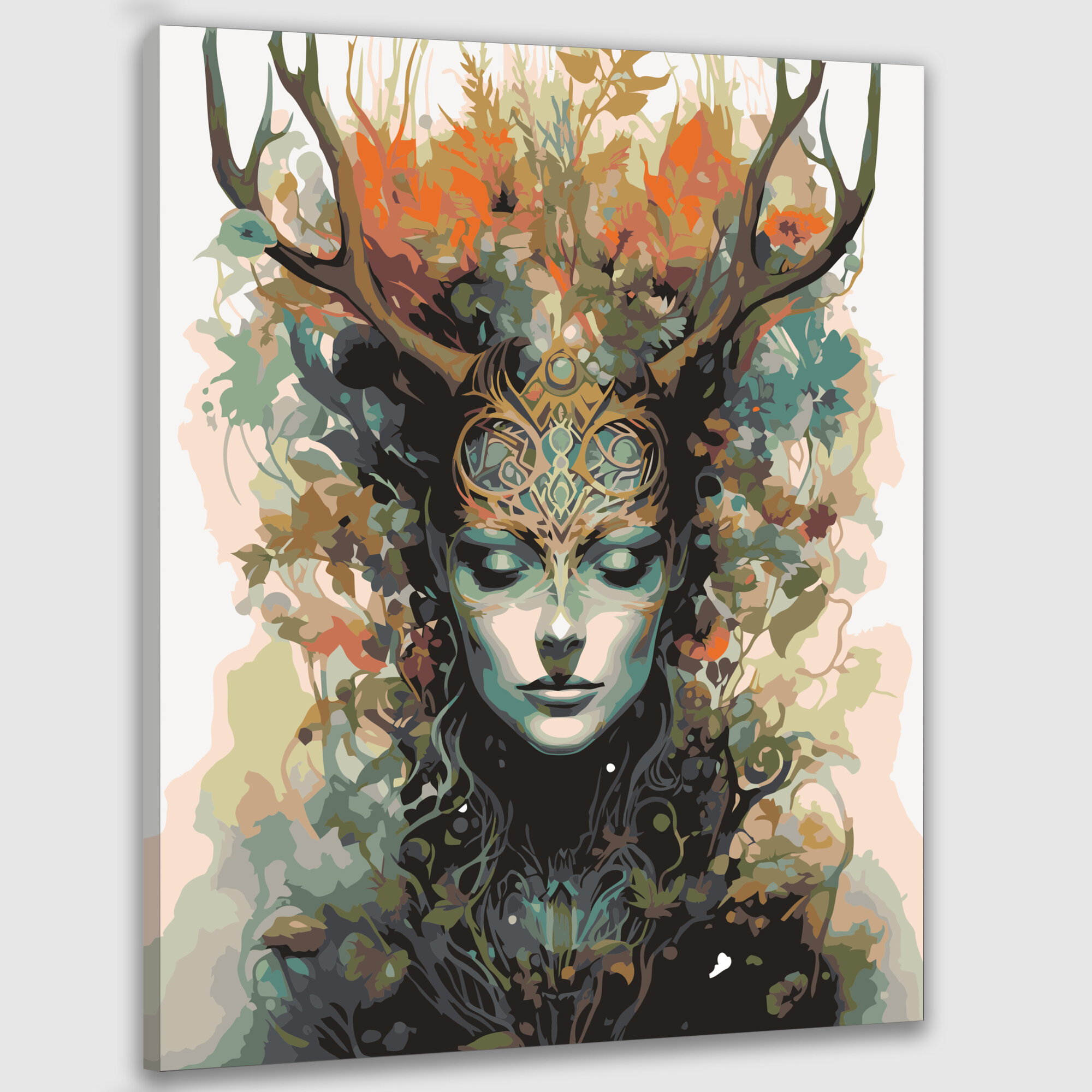 Картина по номерам 40x50 см, акварельная иллюстрация, шаманская сила природы, яркие оттенки, тонкий мазок