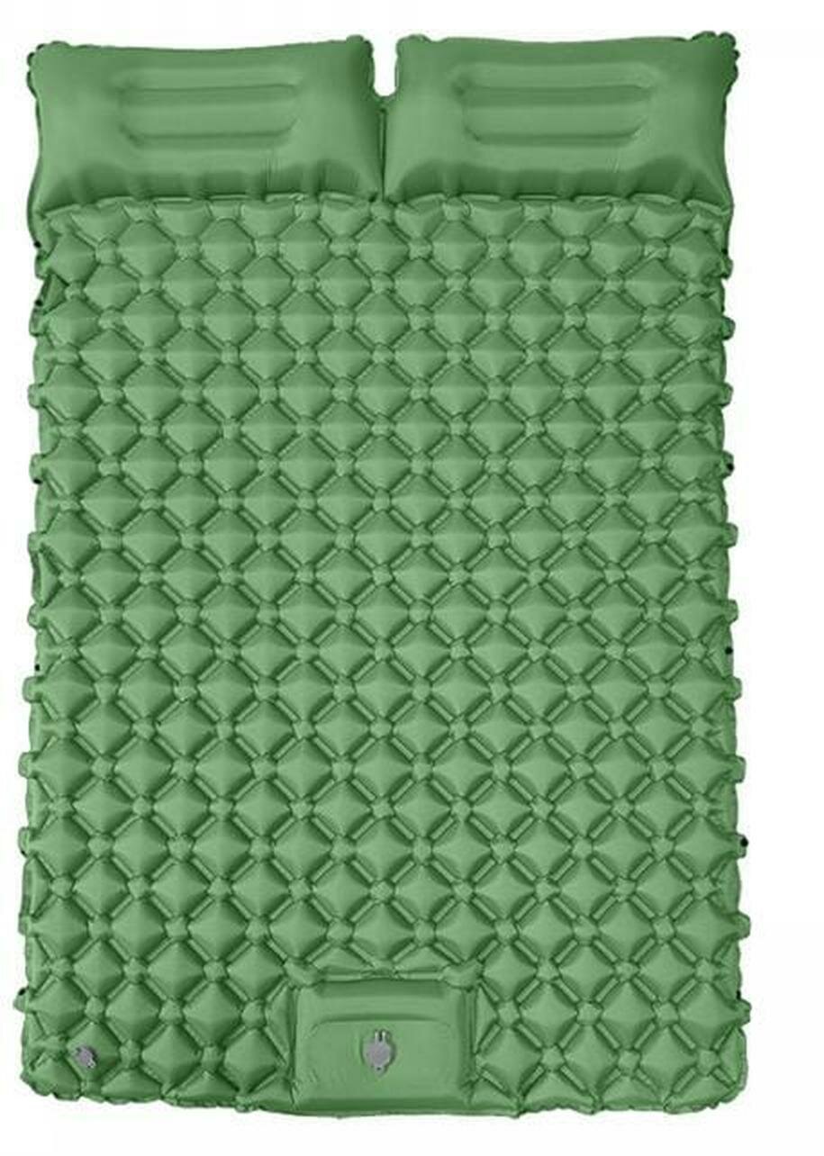 Надувная кровать "Кемпинг", 200x120см, ручная накачка, зелёная