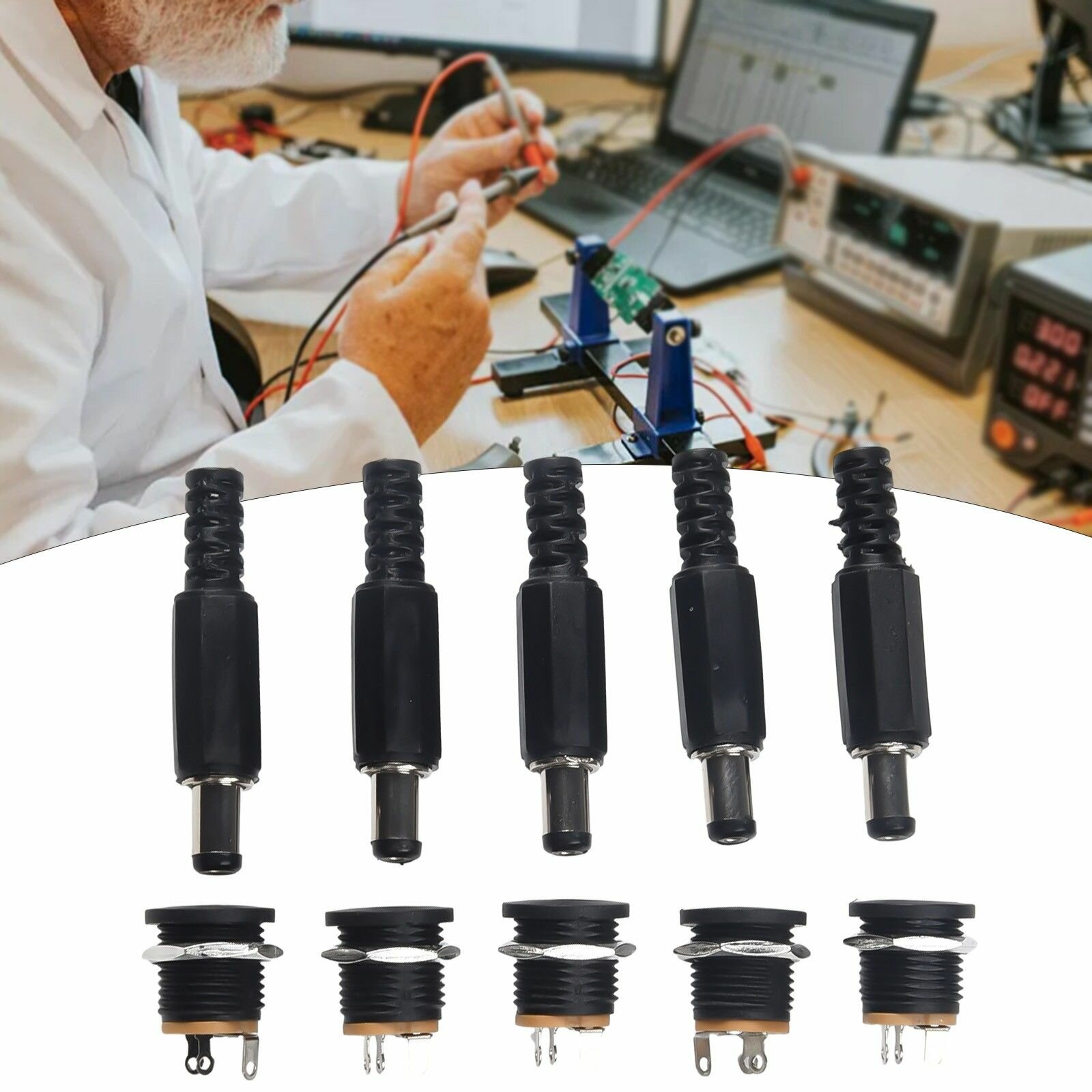 OZ-URJSH-5 пар разъемов питания постоянного тока DC 5.5x 2.1 мм 12 В штекер и гнездо для монтажа на панель разъем постоянного тока