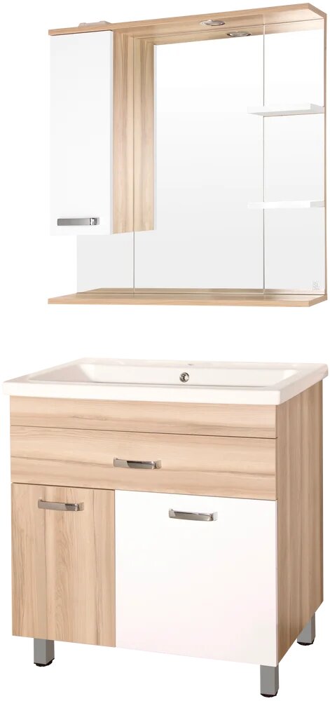 Мебель для ванной комнаты Style Line Ориноко 80 с бельевой корзиной, белая, ориноко