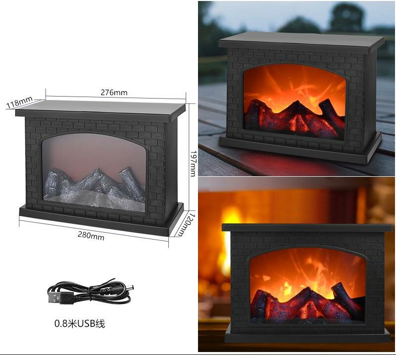 Имитация камина, креативные маленькие украшения, декоративная светодиодная ветровая лампа с угольным пламенем