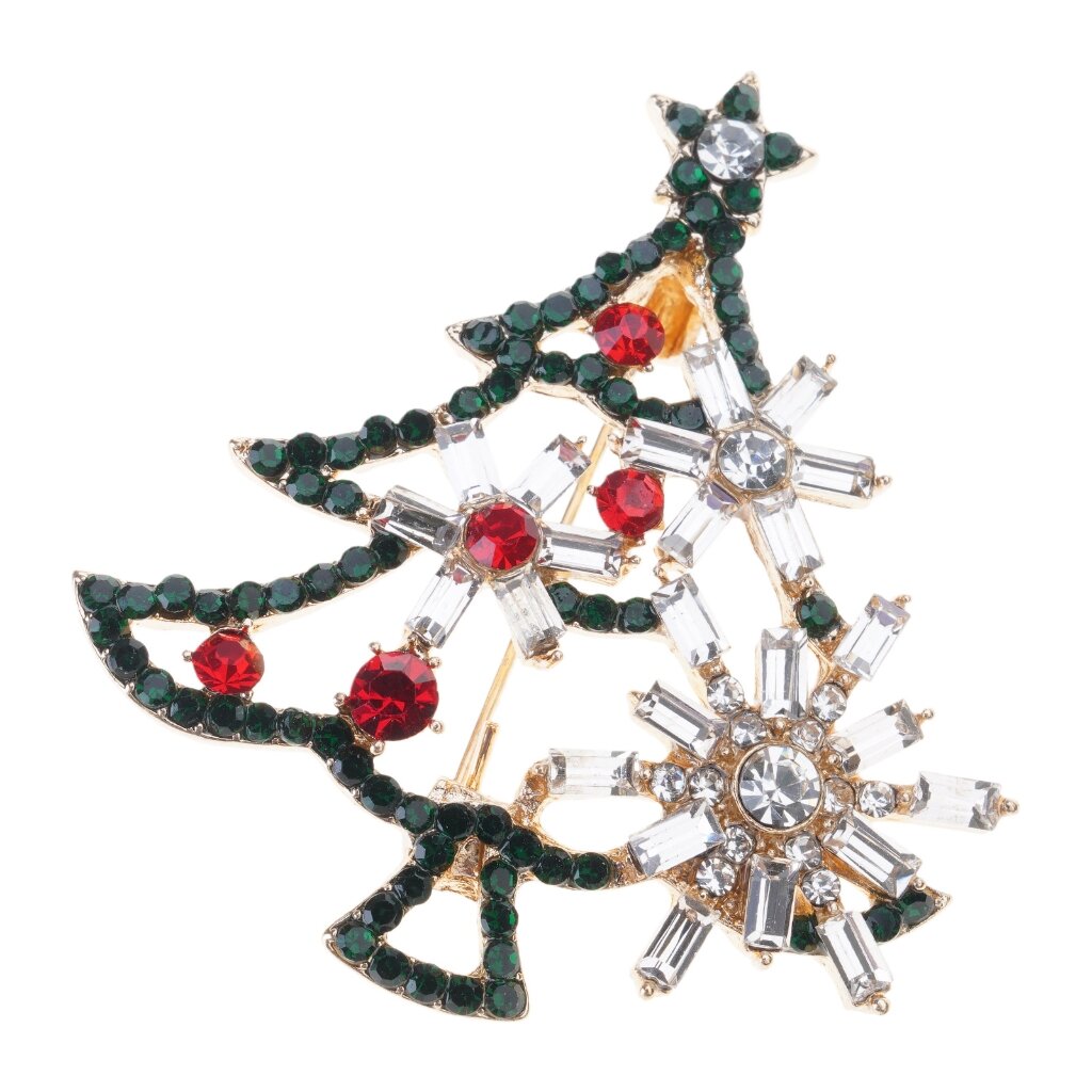 Сверкающая Праздничная Брошь в виде елки, Булавка, аксессуар из сплава, безопасные украшения для Рождественской вечеринки