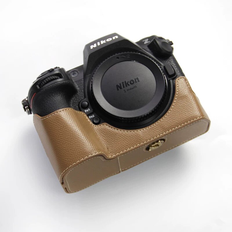 Коричневый кожаный кейс с крестообразным узором для Nikon Z8, премиум-защитный чехол