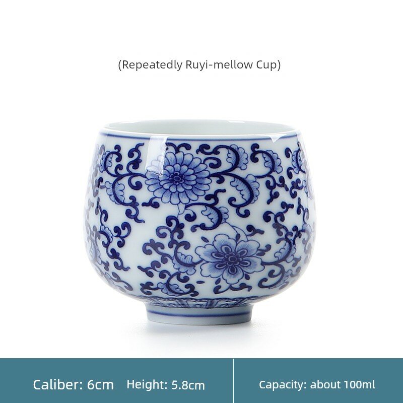 Сине-белая фарфоровая чашка для чая, керамическая чашка для кунг-фу, маленькая чайная чашка, чашка для дегустации,