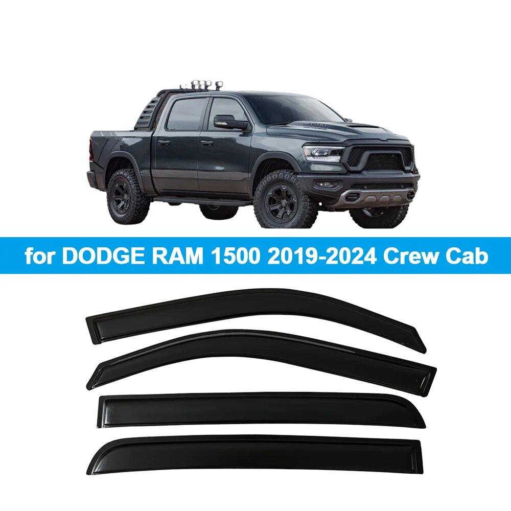 Оконный козырек для DODGE RAM 1500 2019-2025, защита от дождя, боковой вентиляционный дефлектор, защита от атмосферных воздействий, лента для наружного крепления