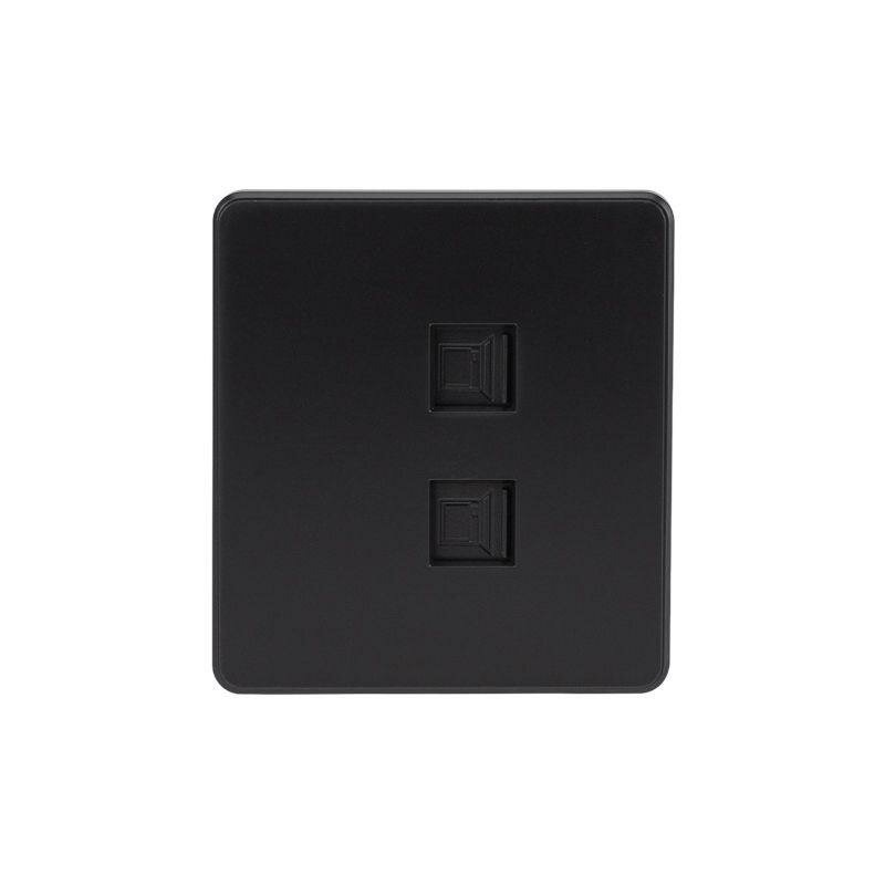 Розетка компьютерная 2-м СП ROUND RJ45 + RJ45 кат.6 IP20 оникс Kranz KR-78-0725-3