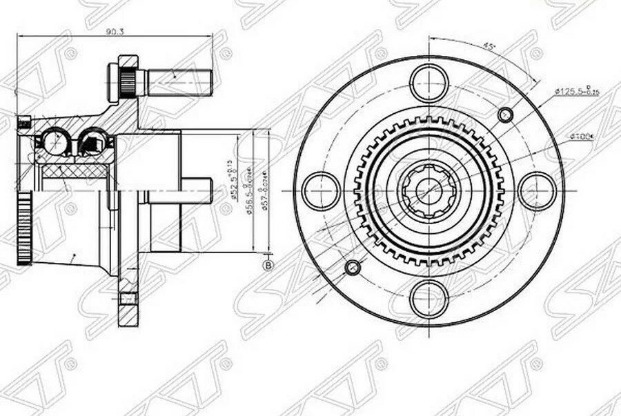 Ступичный узел задний SAT ST-96471775 CHEVROLET AVEO c ABS