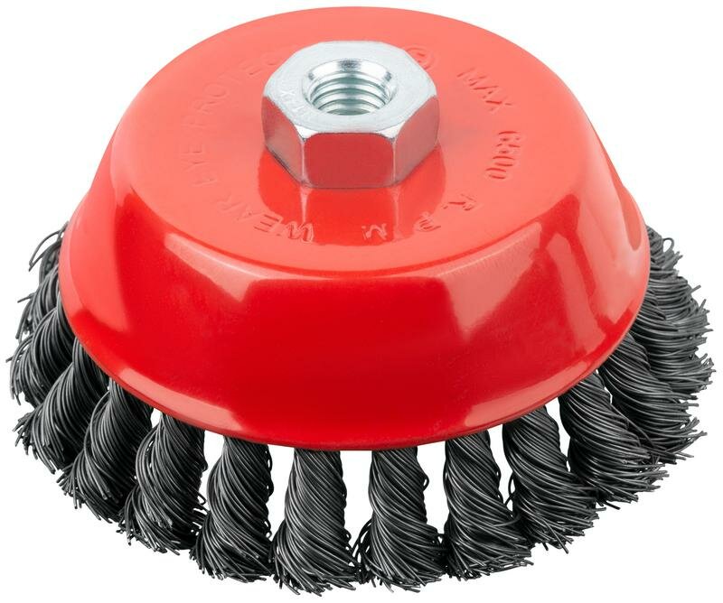 Корщетка-чашка гайка М14 стальная витая проволока 125мм FIT 39469