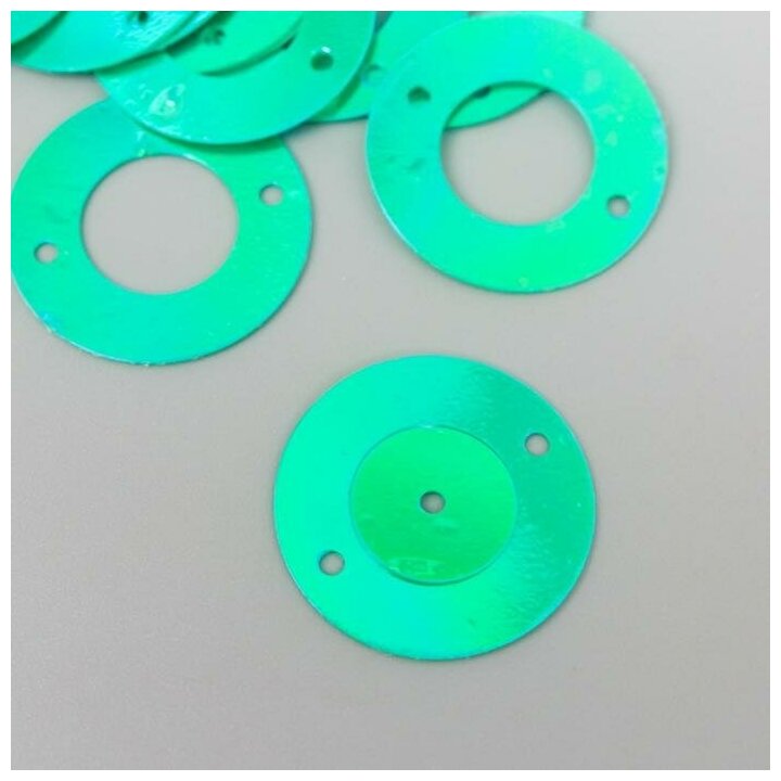 Пайетки ТероПром 6886752 "Круг в кольце" зелёные набор 30 гр d=2 см, 6886752