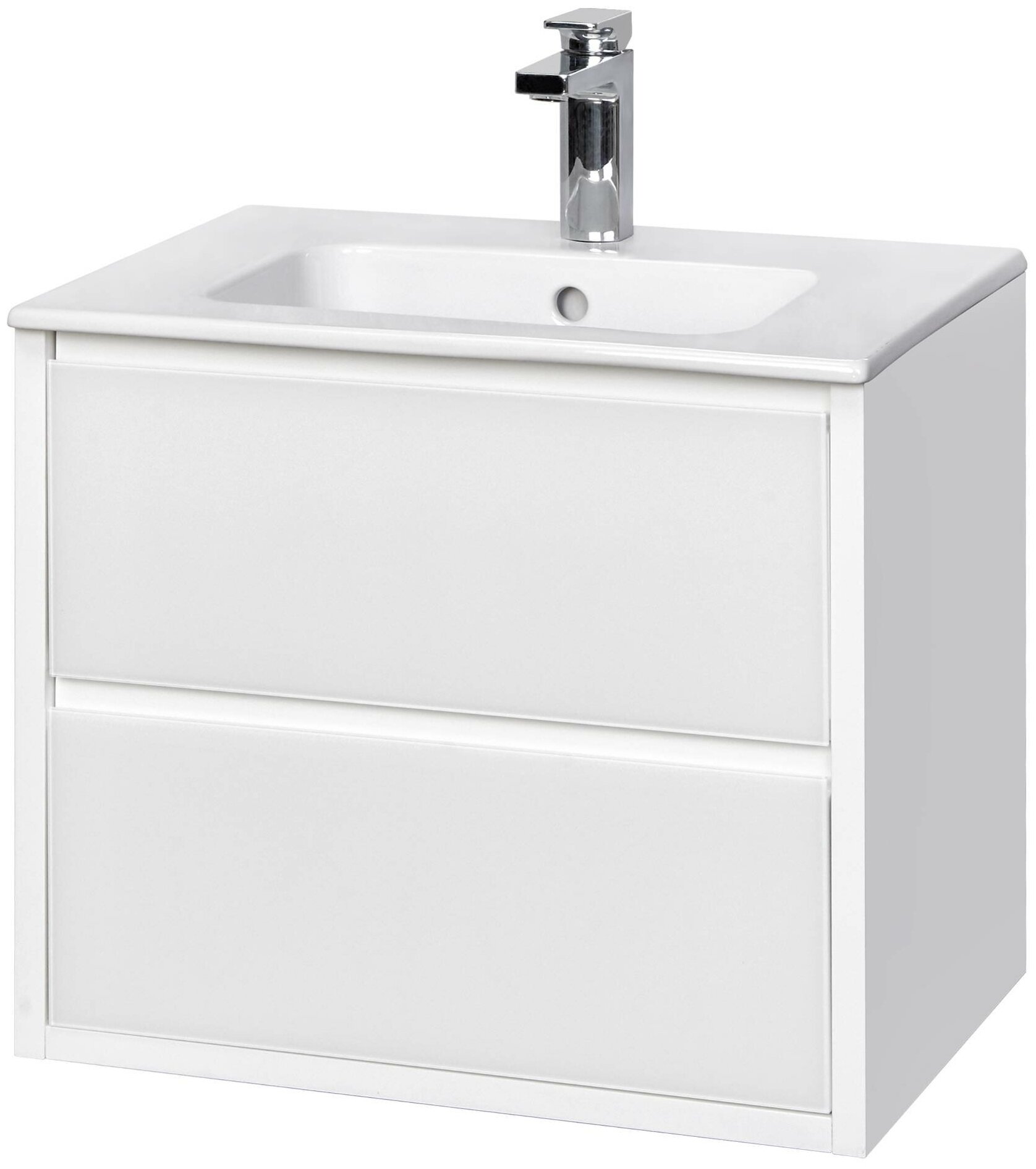 Тумба под раковину AQUATON Римини 60 1A226601RN010 585x445x500 мм подвесная, 2 ящика, белый глянец