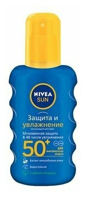 Спрей солнцезащитный увлажняющий SPF50+ Sun Nivea/Нивея фл. 200мл (85669)