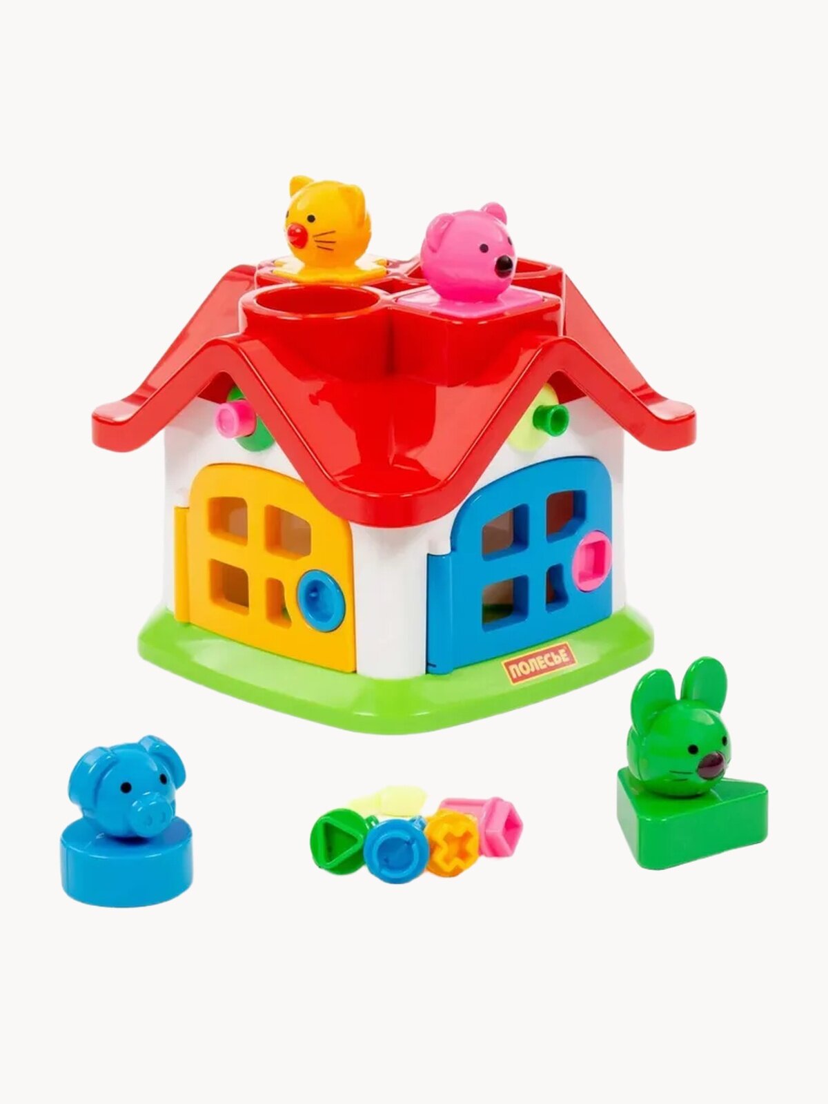 Сортер "Полесье" - "Логический теремок" (в сеточке), развивающая игрушка для малышей