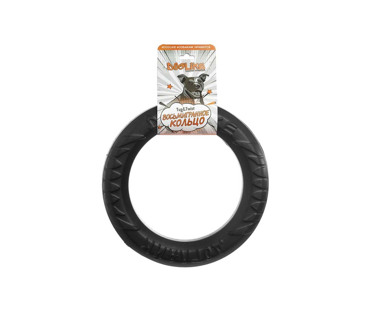 Игрушка для собак доглайк снаряд кольцо 8-гранное миниатюрное d=16.5см черный d-9497