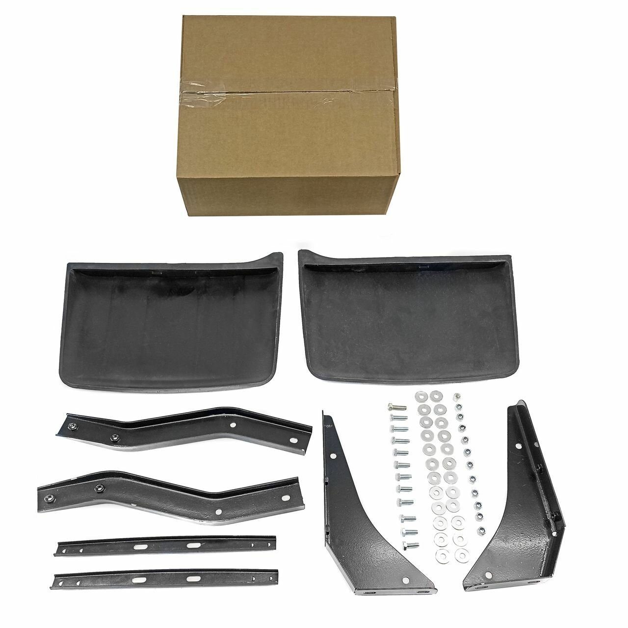 Брызговик резиновый (фартук) задний для а/м УАЗ Патриот с 2019 года выпуска, комплект из 8 позиций, без надписи, с крепежом