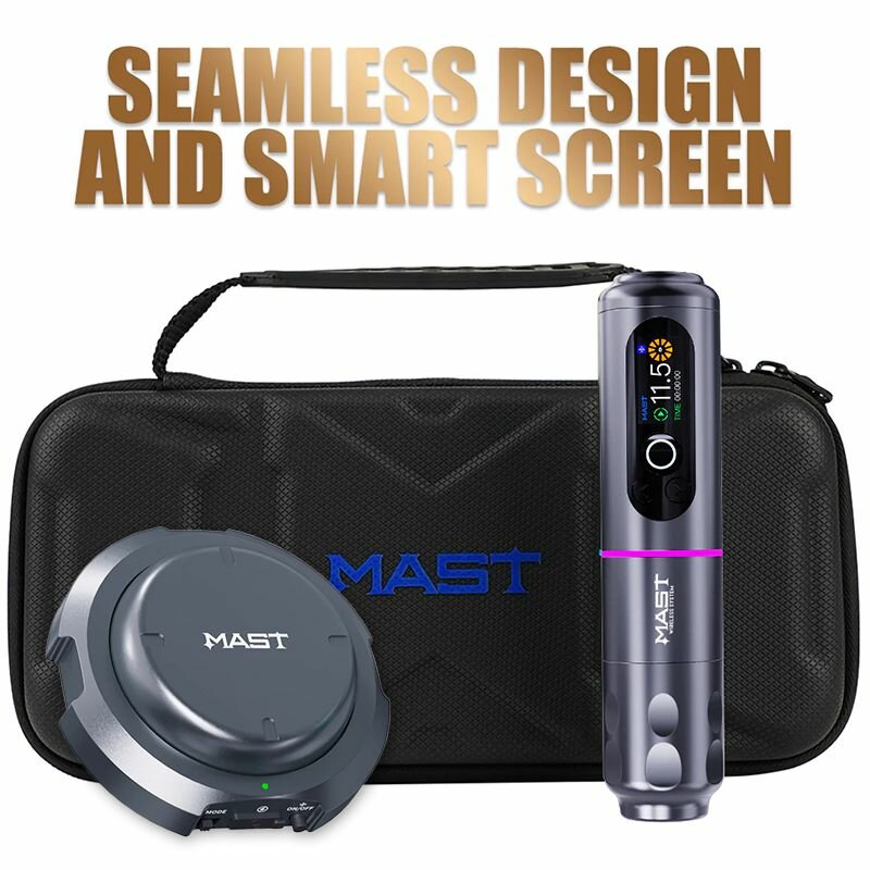 Тату машинка беспроводная для татуажа с Bluetooth педалью MAST Archer 2 Max Grey