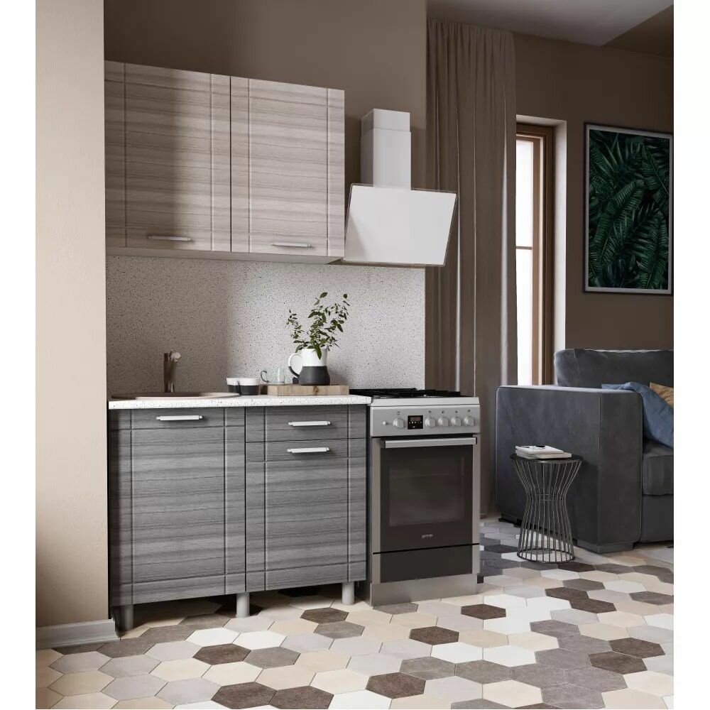 Кухня Бомбей без столешницы 1 м Сандал белый/Сандал серый 1000х430х2170 тэкс