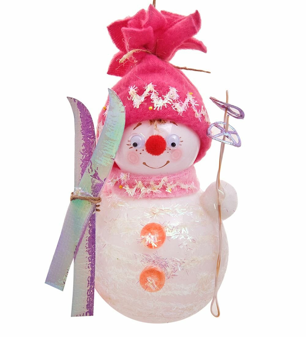 Елочная игрушка 'Снеговик с лыжами'