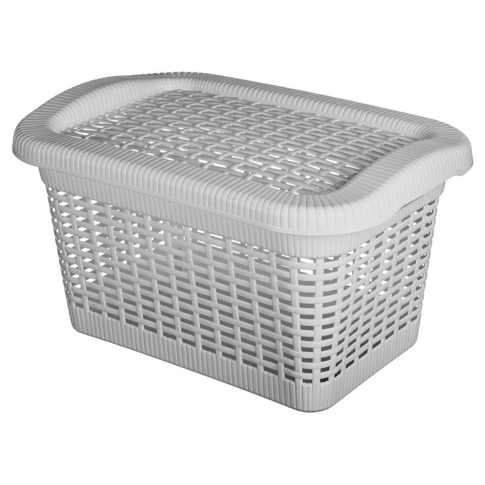 Корзина Econova с крышкой 45х30х25 см для хранения вещей, для переезда, для рукоделия, для игрушек