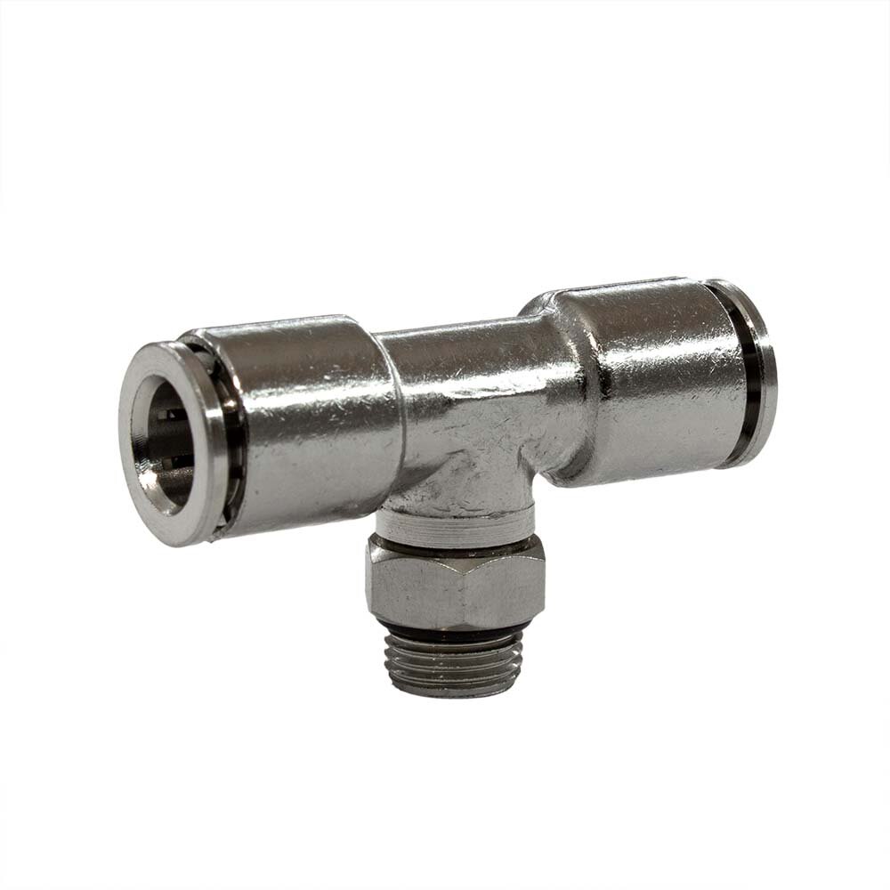 Пневмофитинг цанговый T-образный Cn-T1/8M-8 для полиуретановых и рильсановых трубок, Арт. 5673