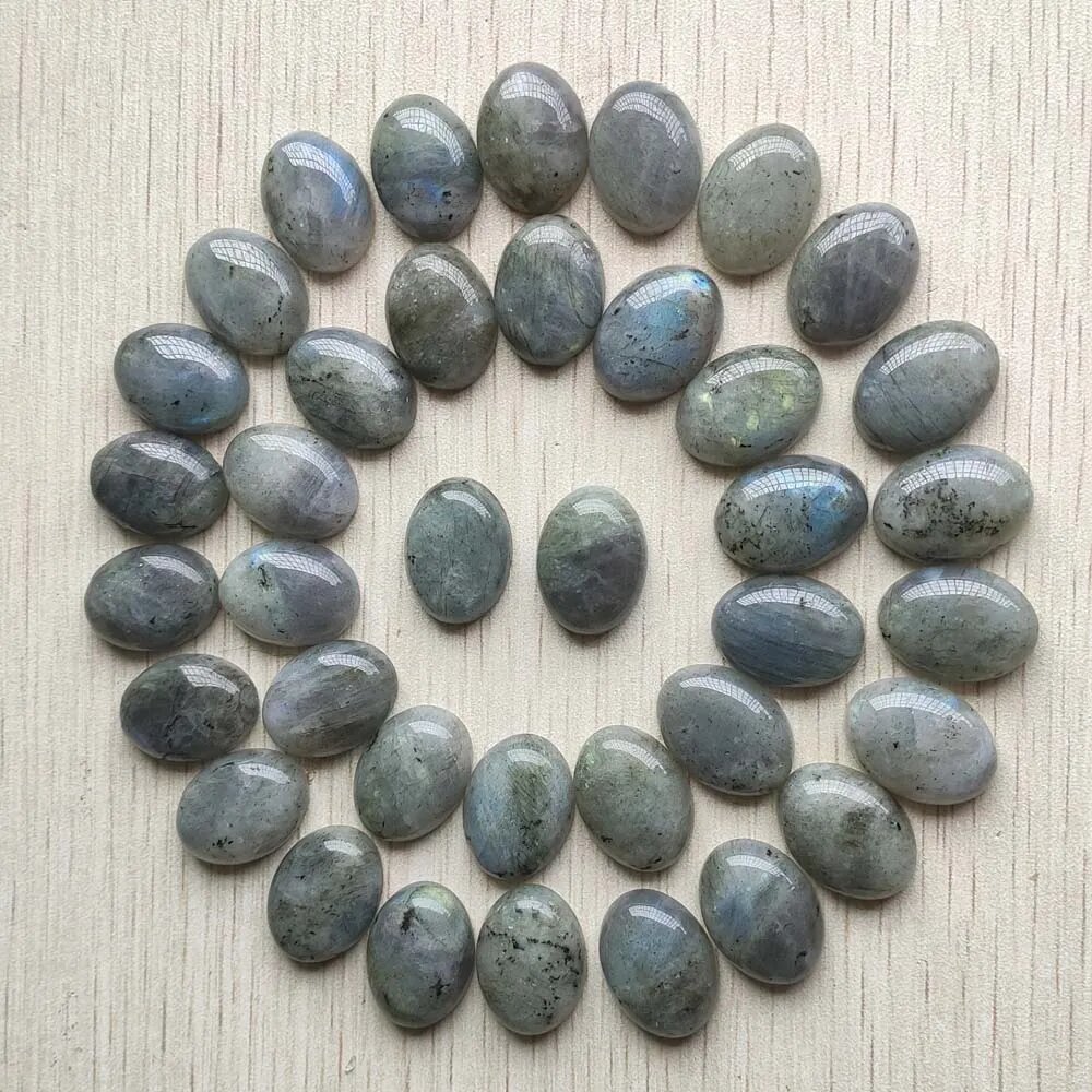 Натуральный лабрадорит, овальные кабошоны, бусины 15x20 мм, 30 шт.