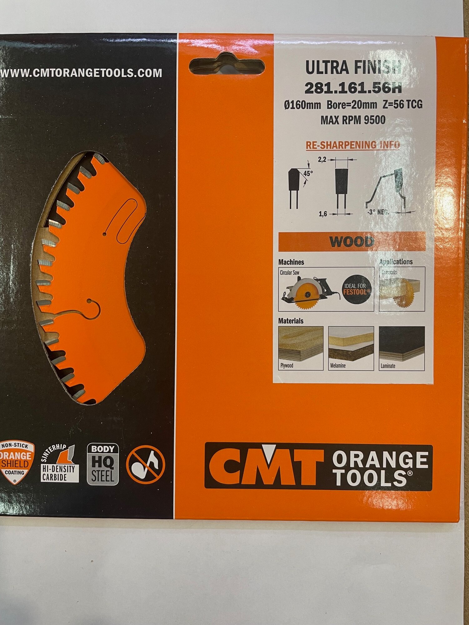 Диск пильный по дереву (160х20х2,2/1,6 мм; Z=56) CMT 281.161.56H