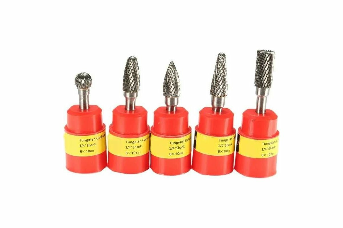 Genler бор-фрезы из карбида вольфрама 6 мм, хвостовик 6x10 мм, набор 5 шт металлообработки