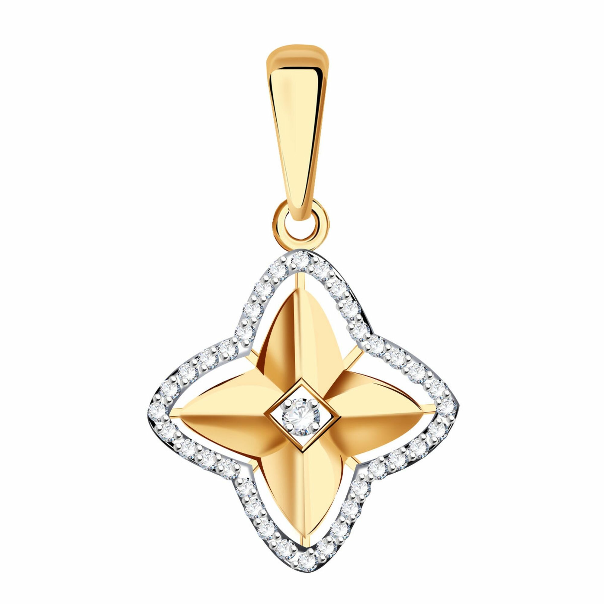 Подвеска, красное золото, 585 проба, бриллиант