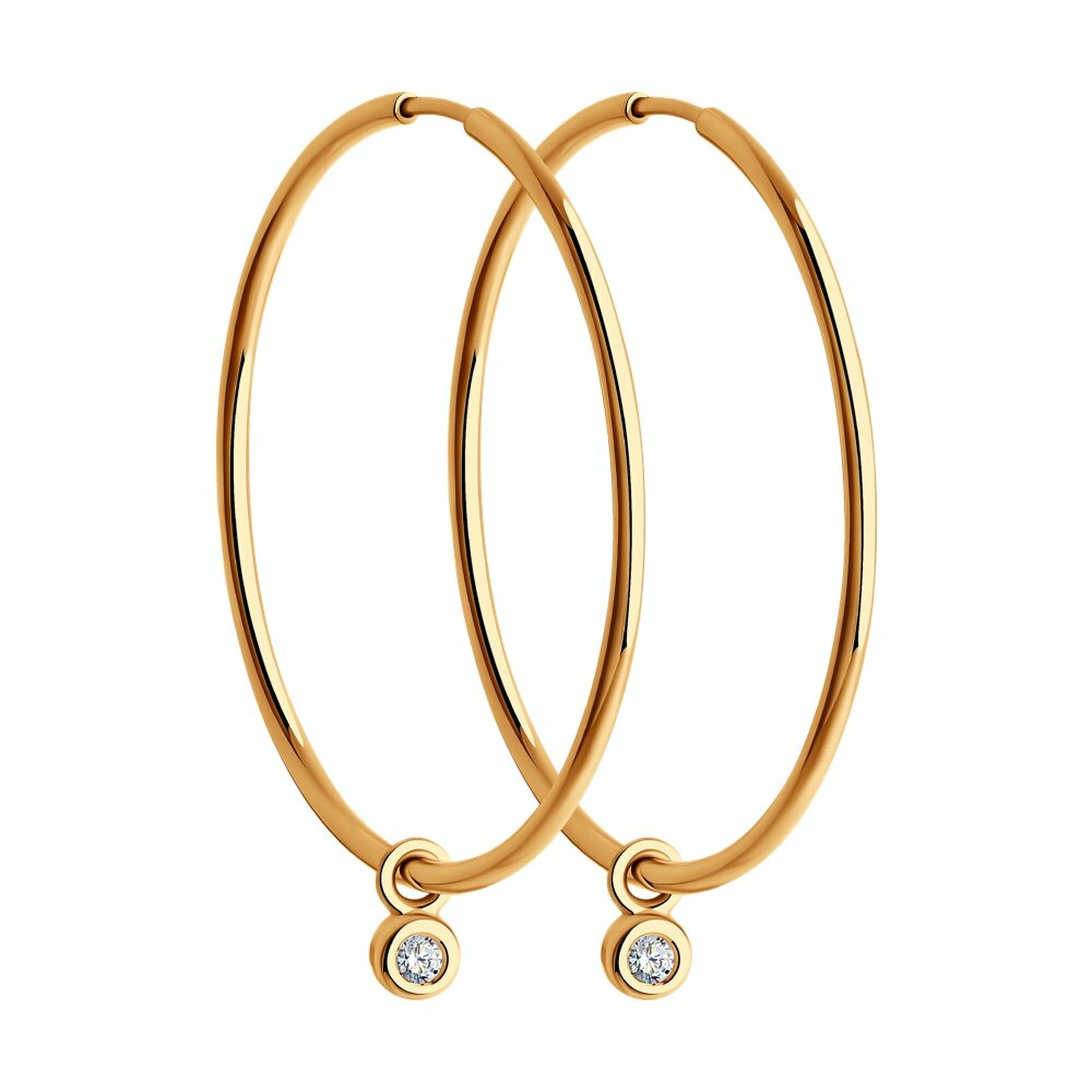 Серьги конго, трансформеры, красное золото, 585 проба, бриллиант