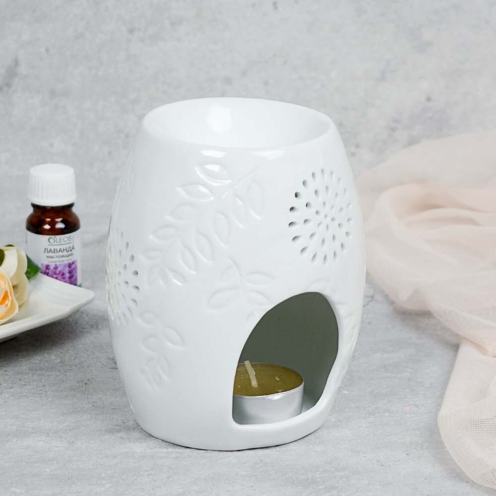 Аромалампа Керамическая Белая для Эфирных Масел Высота 12 см