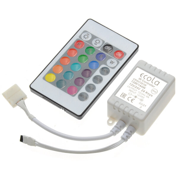 Контроллер с инфракрасным пультом к RGB ленте Ecola 12В-72Вт/24В-144Вт IP20 CRS072ESB (3 шт. в комплекте)